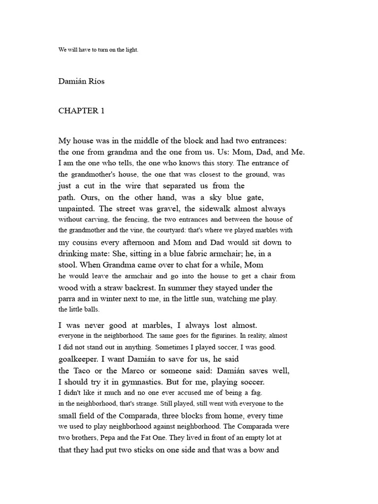 RÍOS Damián We Will Have To Turn On The Light (Short Novel) | PDF | T ...