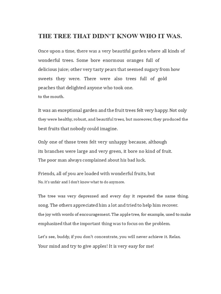 Story About Self-Esteem | PDF | Trees