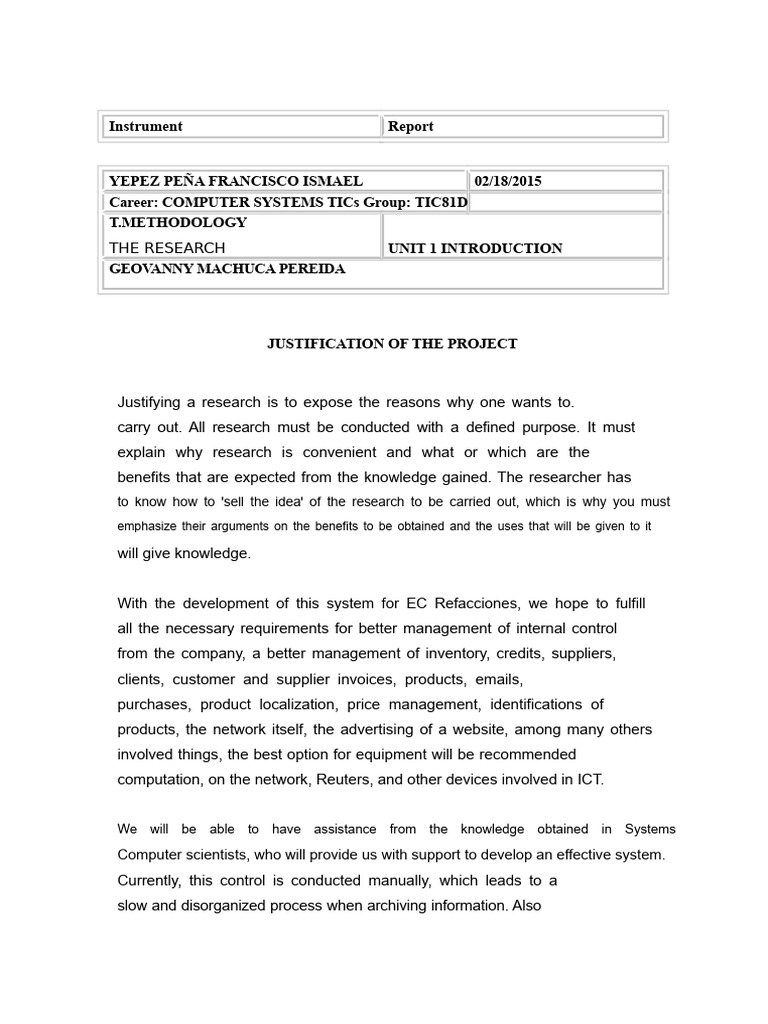 Justification of A Systems Project | PDF | Knowledge | Business