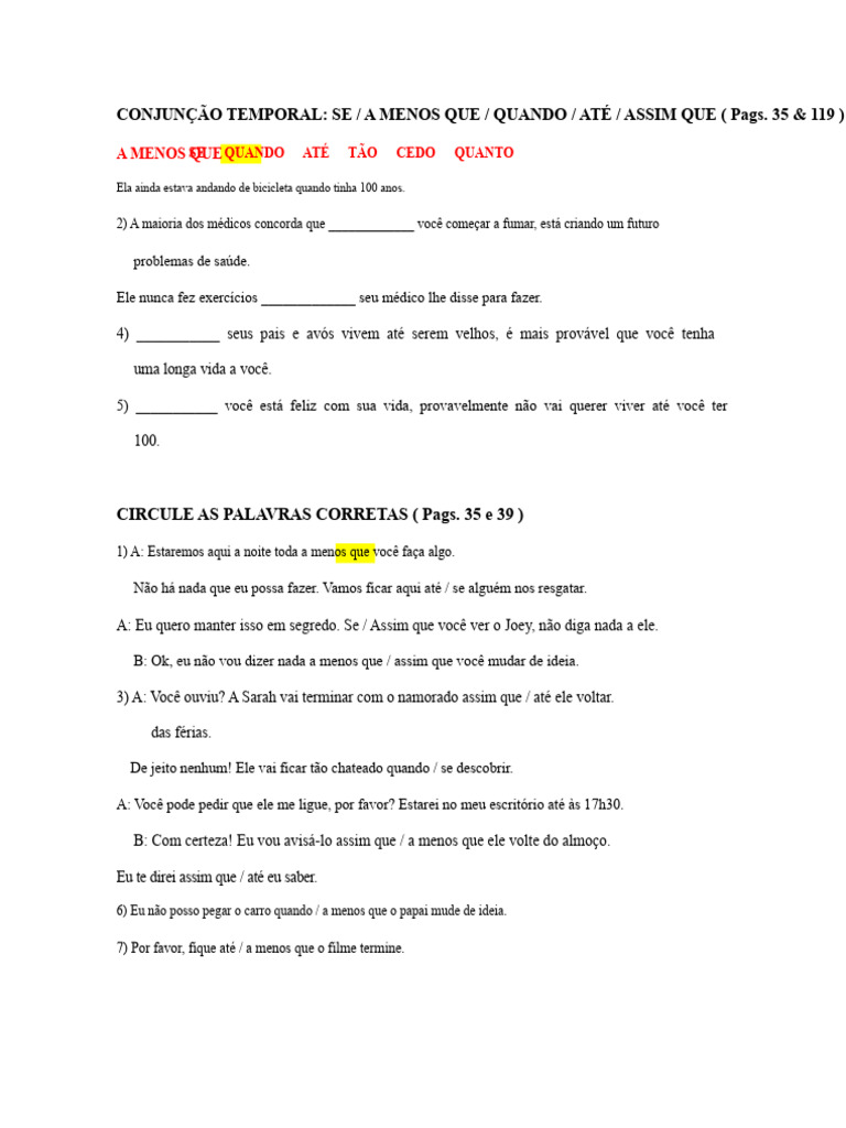 Exercícios de Inglês | PDF