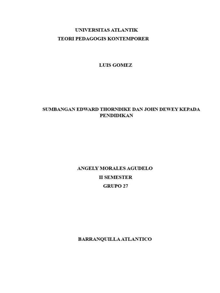 Sumbangan Thorndike dan Dewey dalam Pendidikan | PDF