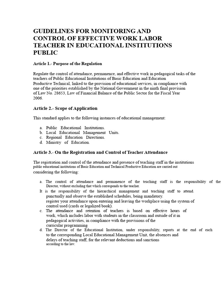 Teacher Attendance Monitoring Guidelines | PDF | Teachers | Payroll