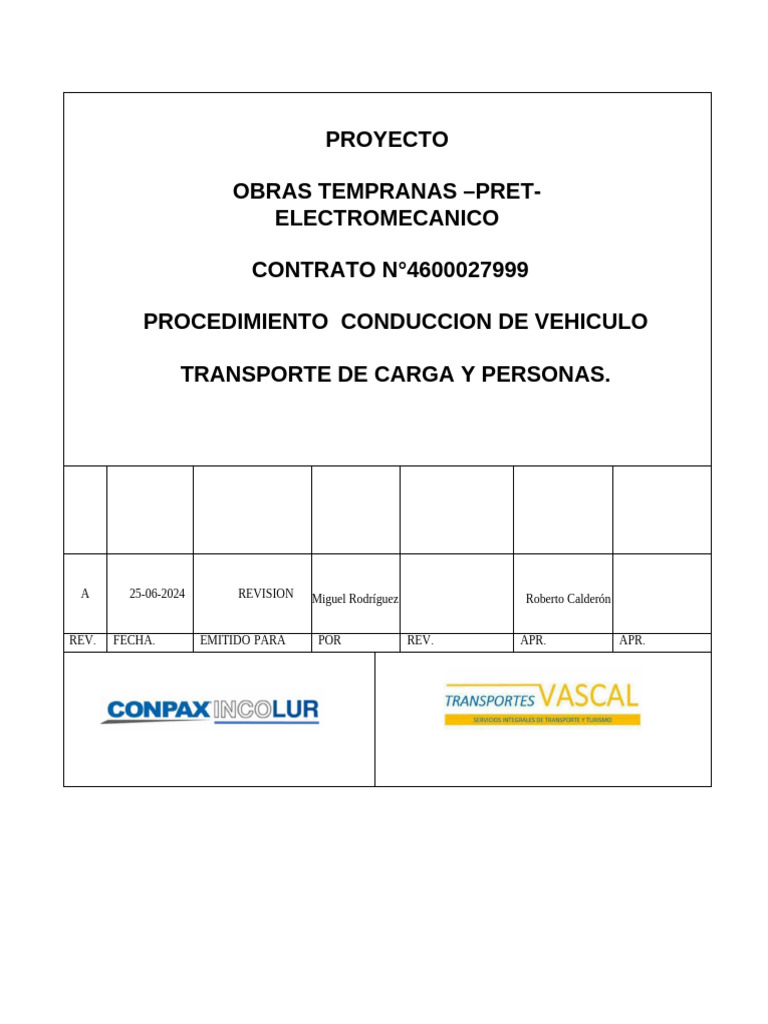 PRC Conduccion Vehiculo Liviano Rev.A Transportes Vascal | PDF ...