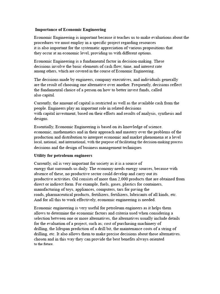Importance of Economic Engineering | PDF | Decision Making | Engineering