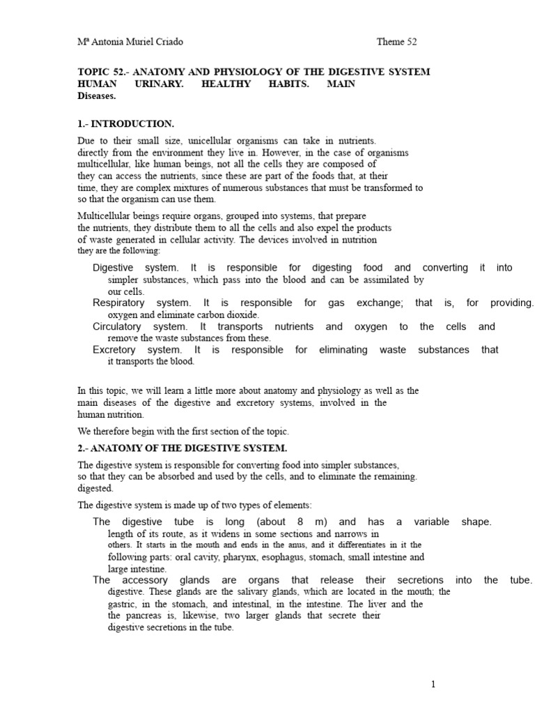 TOPIC 52: Anatomy and Physiology of The Human Digestive and Urinary ...