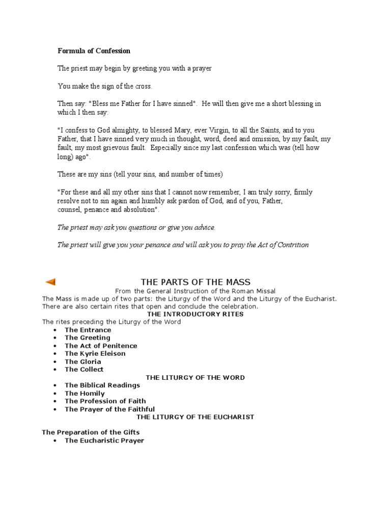 Catholic Confession Formula Guide | PDF
