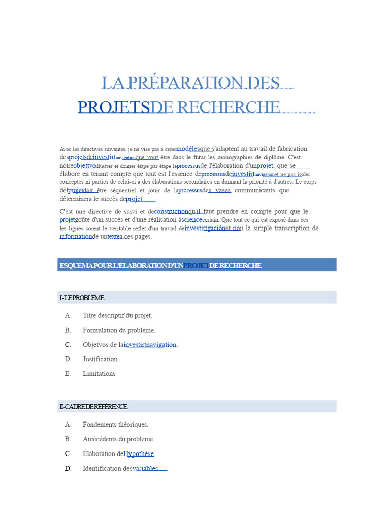 Étapes Pour L'élaboration Des Projets de Recherche | PDF