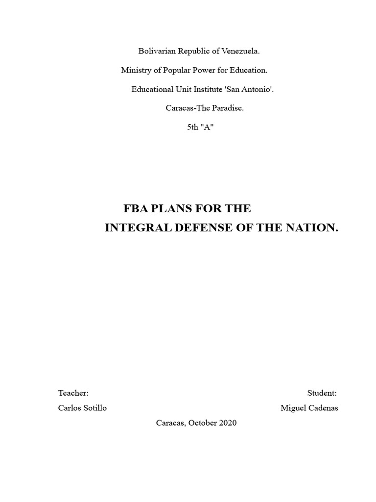 FBA Plans For The Comprehensive Defense of The Nation PDF | PDF ...