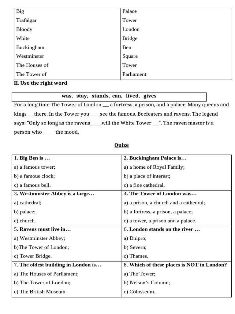 London Landmarks Quiz and Facts | PDF