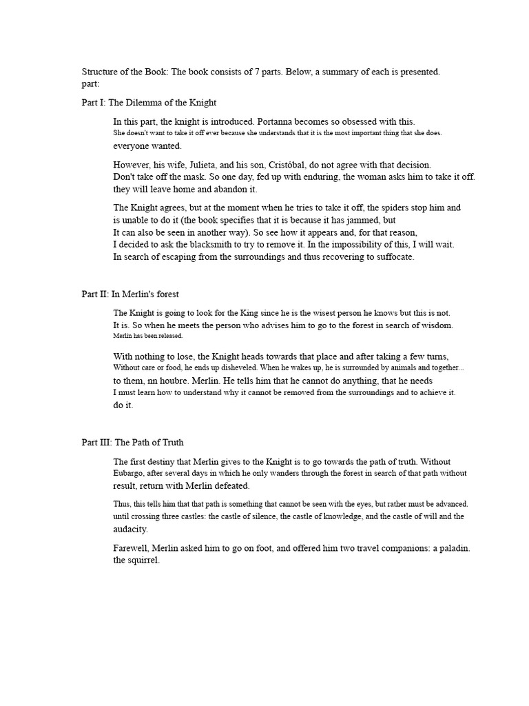 Summary of The Chapters of The Knight in Rusty Armor | PDF