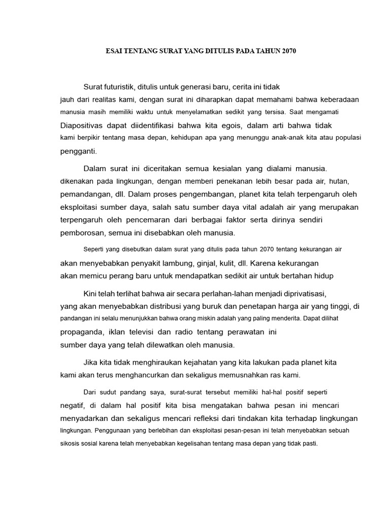 Surat 2070: Peringatan Lingkungan Hidup | PDF