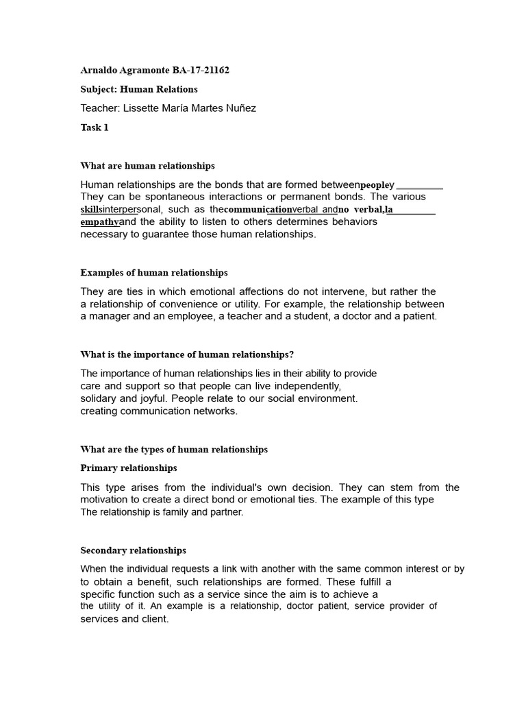 Understanding Human Relationships | PDF | Interpersonal Relationships ...