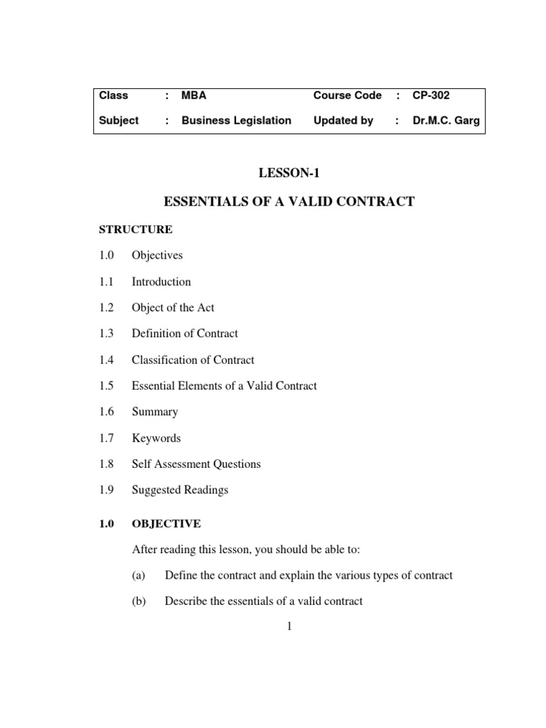 Contract Summary | PDF | Offer And Acceptance | Consideration