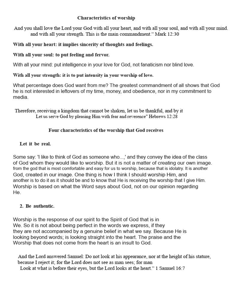Essential Characteristics of True Worship | PDF | God The Father | Born ...