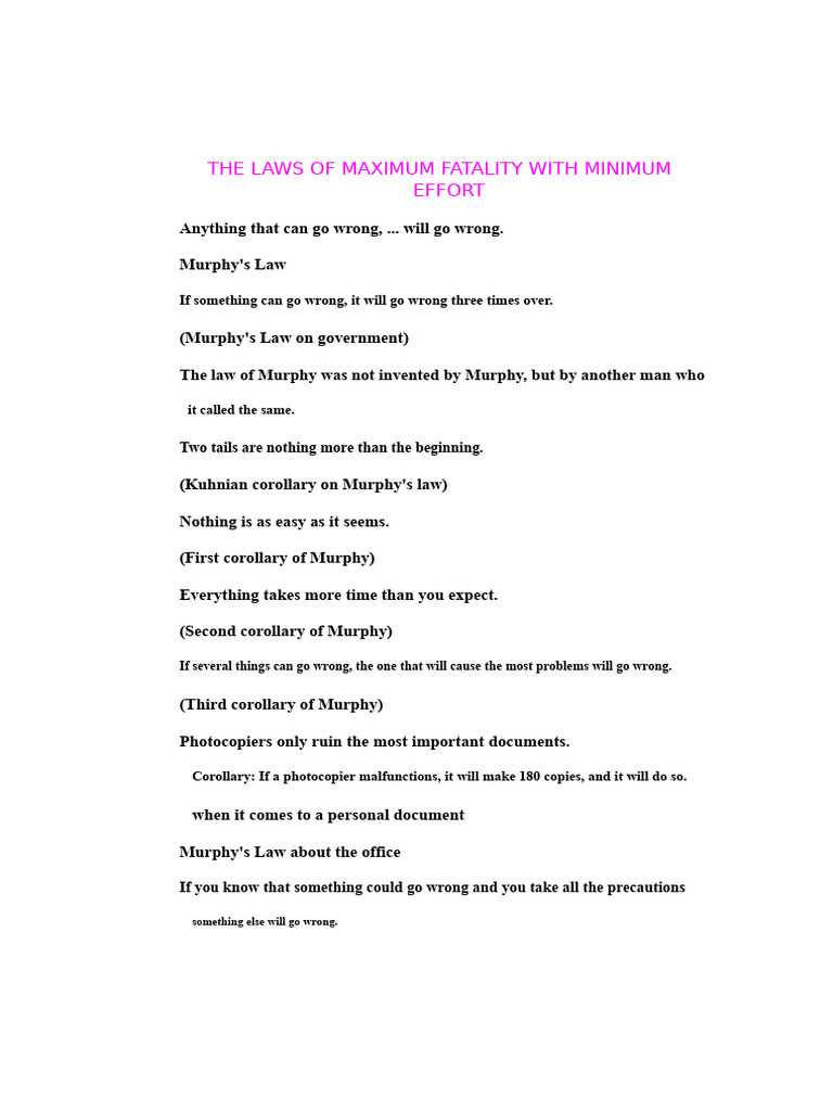 Complete Murphy's Laws | PDF