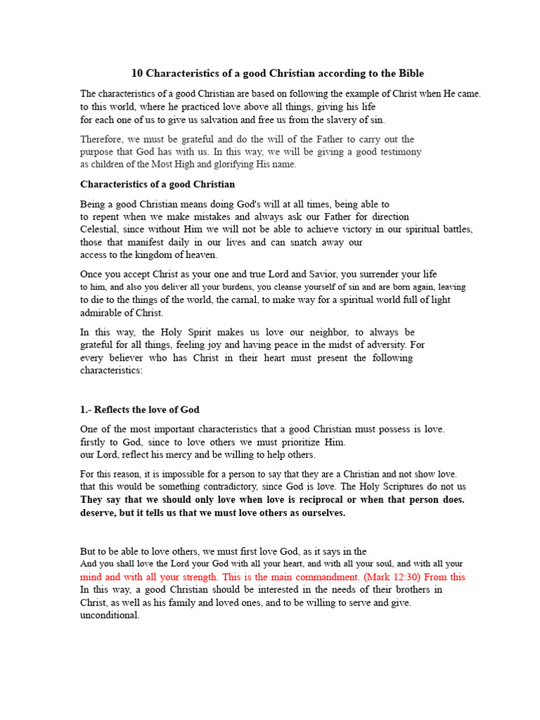 10 Characteristics of A Good Christian According To The Bible | PDF ...