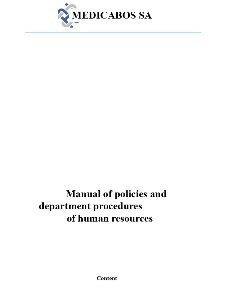 Human Resources Policies and Procedures Manual CAMOMED | PDF | Human ...