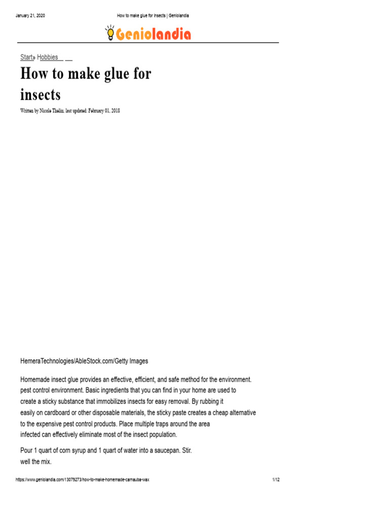 How To Make Glue For Insects | PDF | Pest Control | Insects