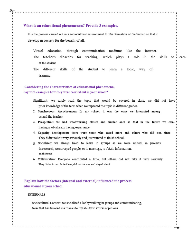 Examples of Educational Phenomena | PDF | Teachers | Communication