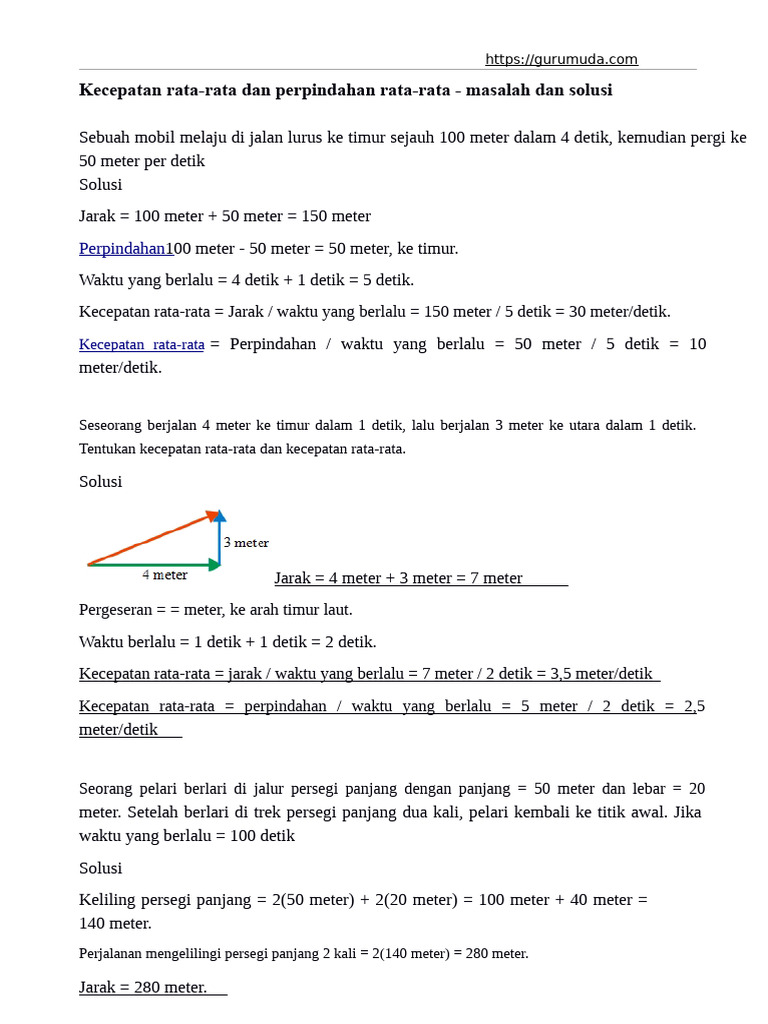 Kecepatan Rata-Rata Dan Kecepatan Rata-Rata - Masalah Dan Solusi | PDF