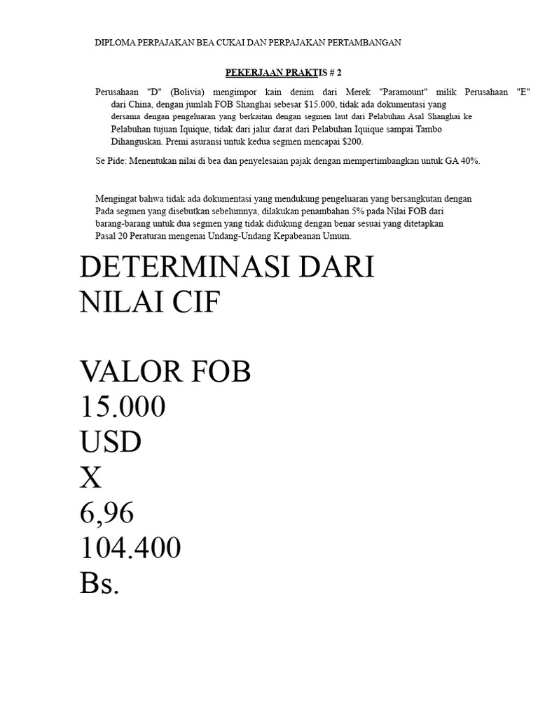 Penentuan Nilai Bea Cukai dan Pajak | PDF