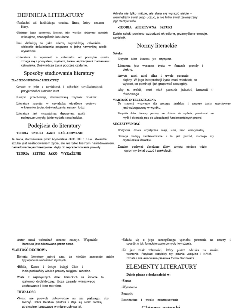 Definicja Literatury | PDF