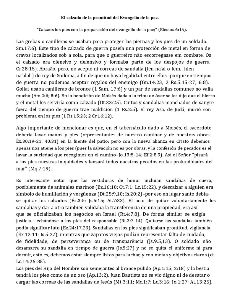 El Calzado de La Prontitud Del Evangelio de La Paz | PDF | Paz | Jesús
