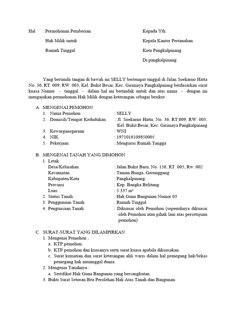 Surat Pernyataan Selly | PDF