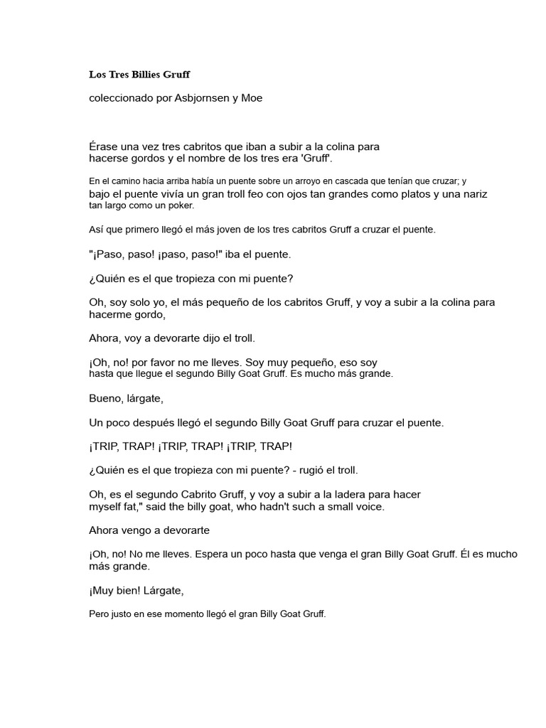 Los Tres Cabritos Gruff | PDF