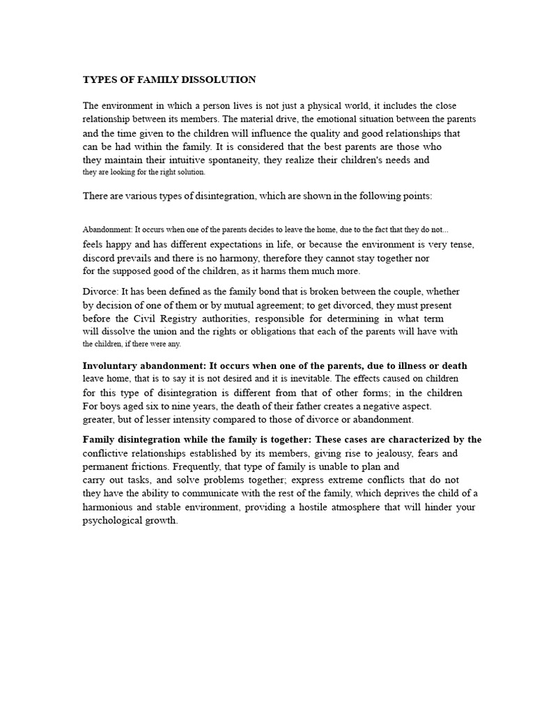 Types of Family Disintegration | PDF | Divorce | Family