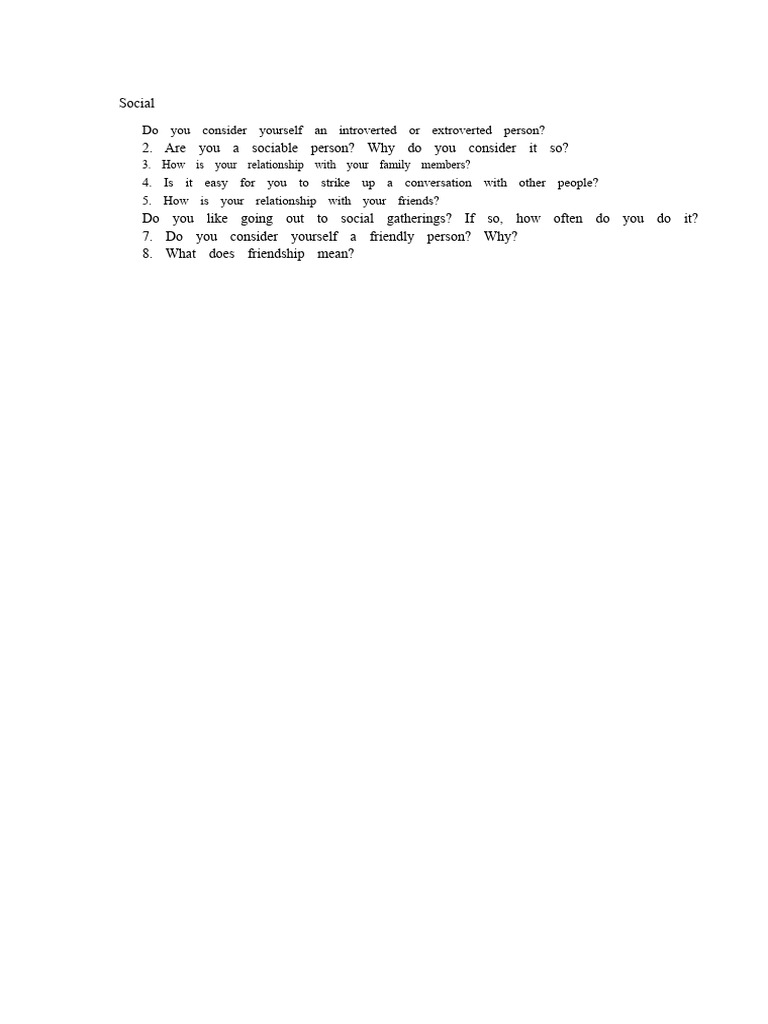 Social Area Questions | PDF