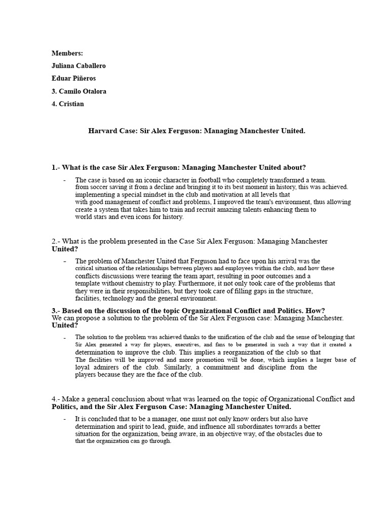 Harvard Case Sir Alex Ferguson | PDF | Behavioural Sciences | Cognition