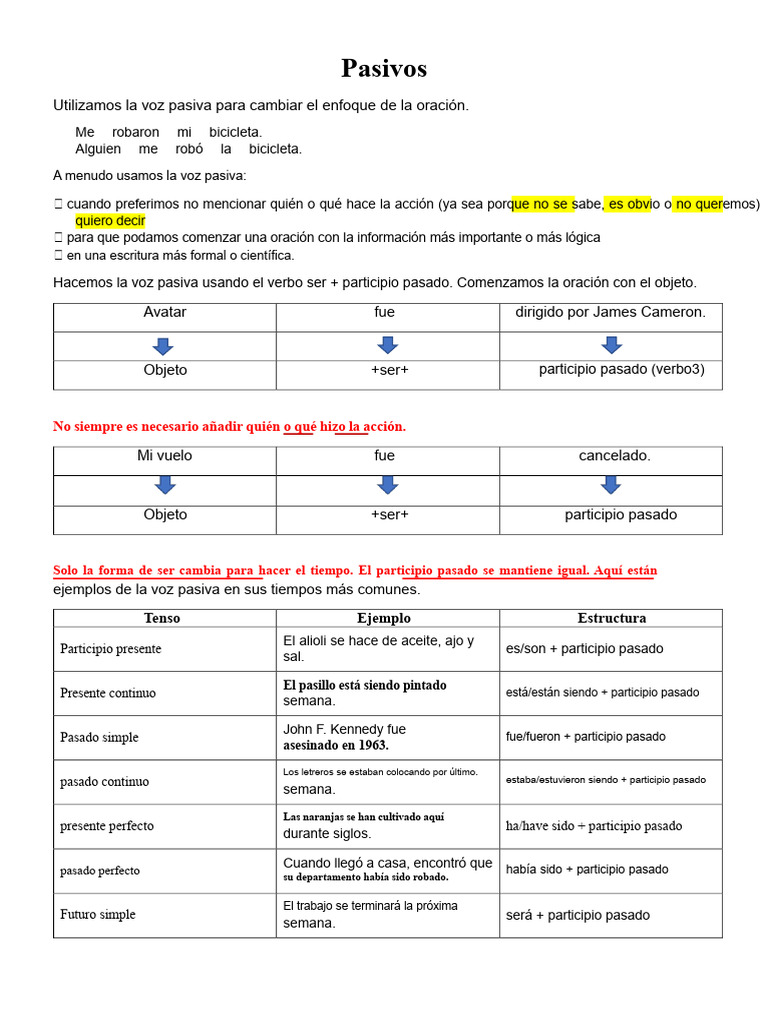 Uso de la voz pasiva en español | PDF | Oración (Lingüística)