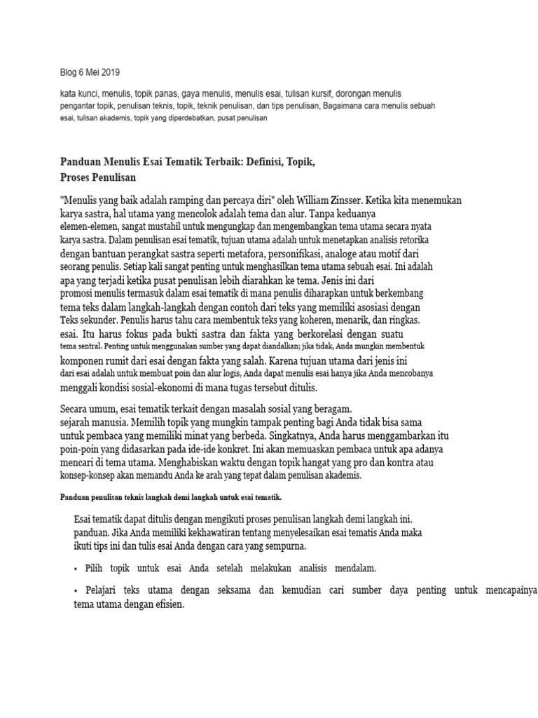 Menulis Esai Tematik | PDF