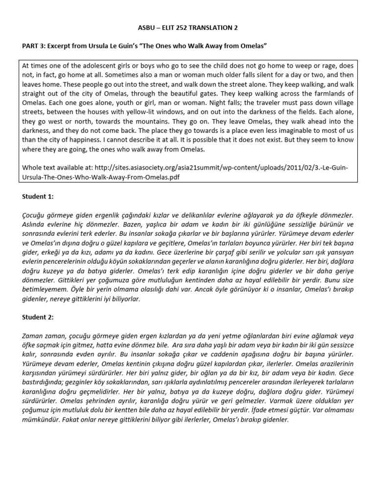 3. the Ones Who Walk Away From Omelas | PDF