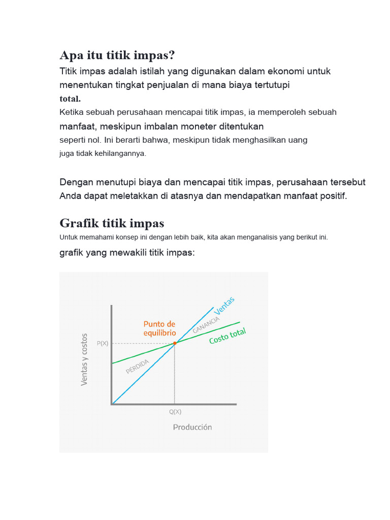 Memahami Titik Impas dalam Ekonomi | PDF