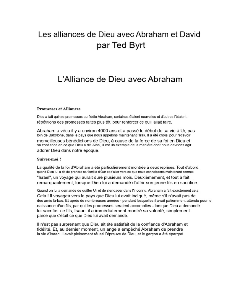 Alliances de Dieu avec Abraham et David | PDF | Abraham | Isaac