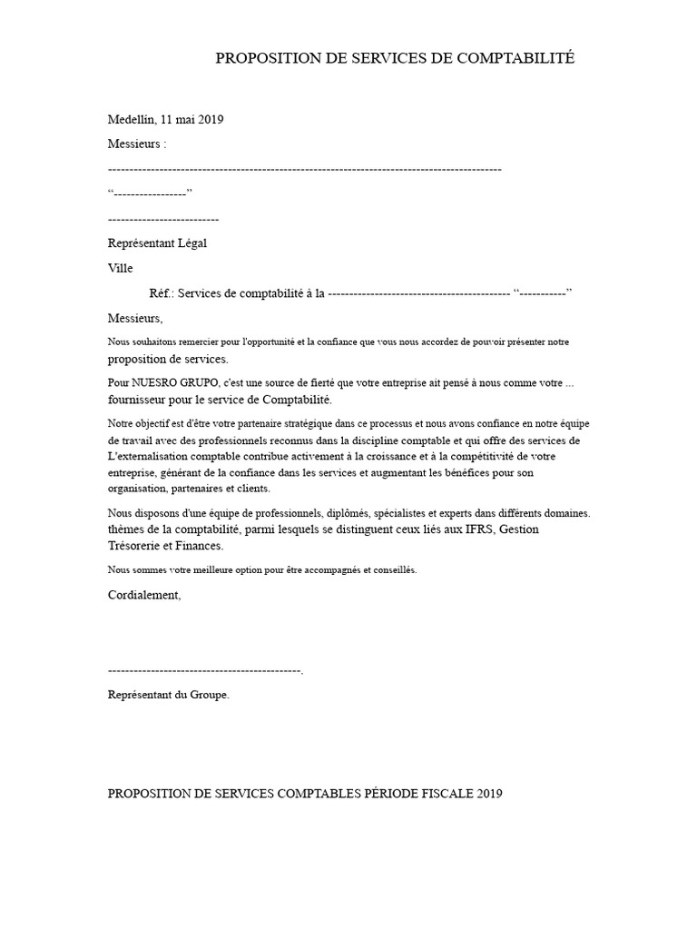 Proposition de Services Comptables 2019 | PDF | Comptabilité | Business