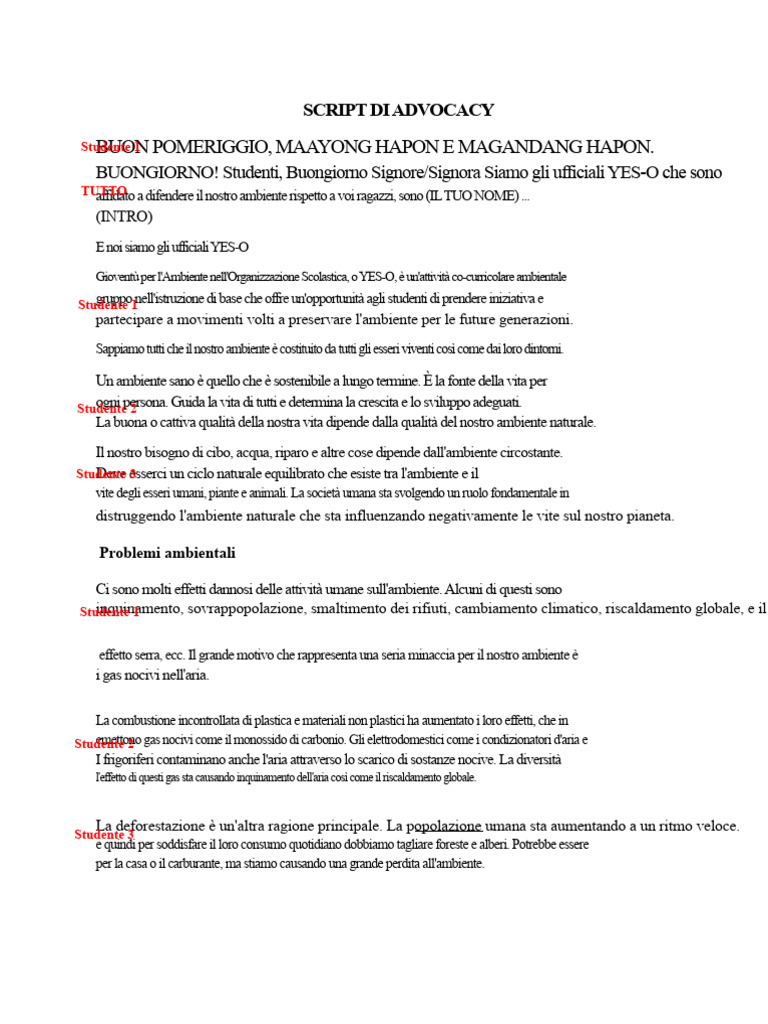 Script Di Advocacy | PDF
