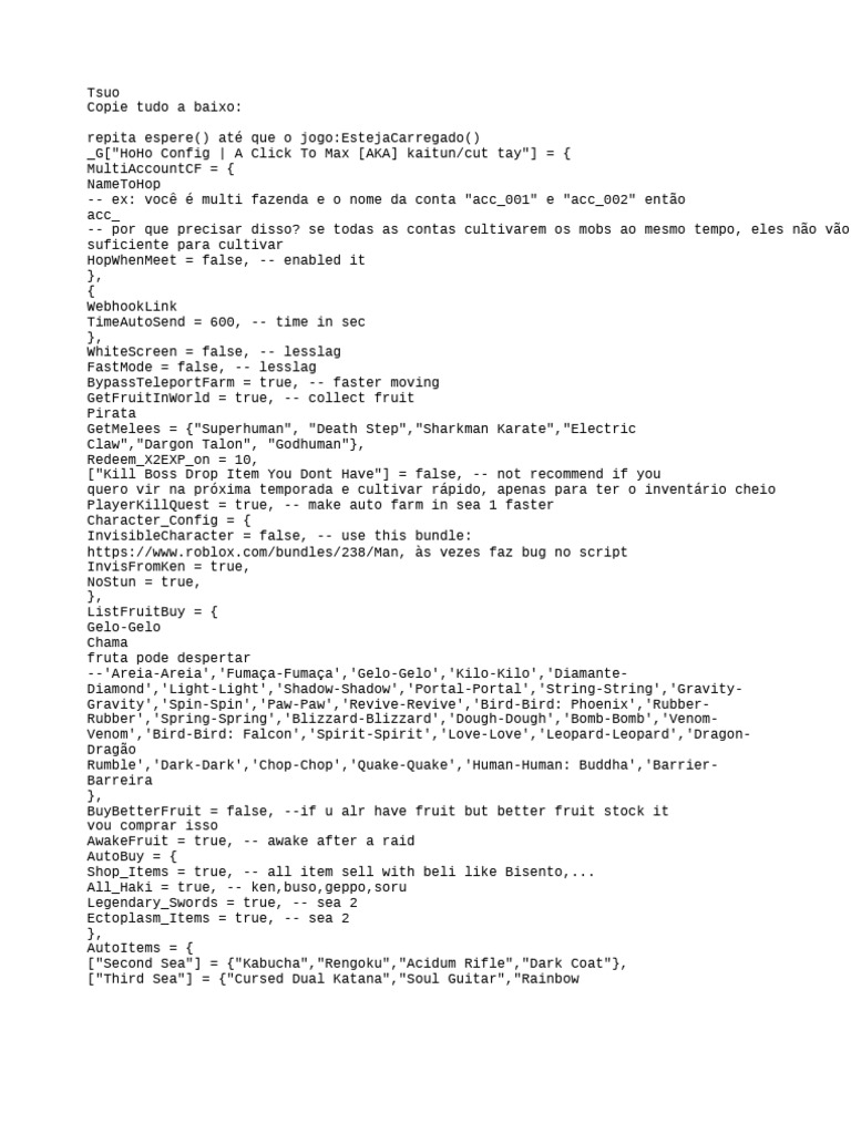 Configuração de Script para Jogo Roblox | PDF