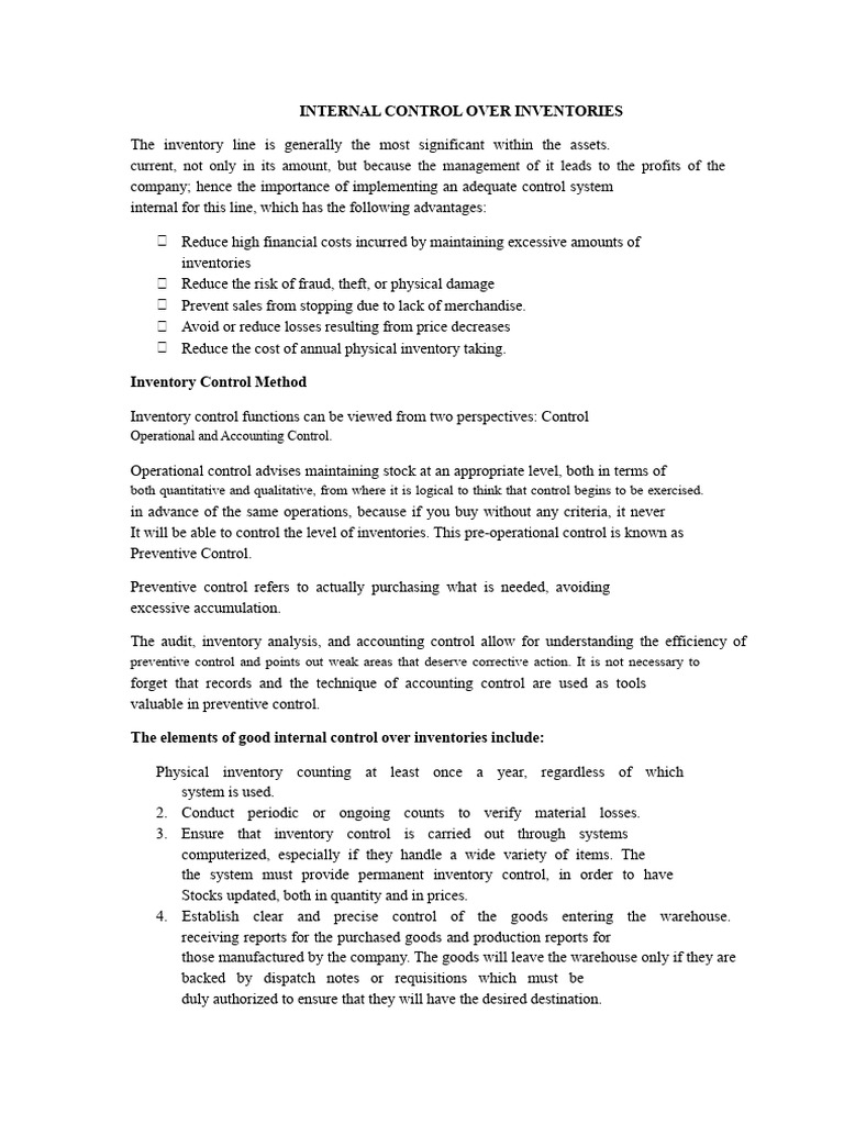 Effective Internal Control for Inventories | PDF | Inventory | Warehouse