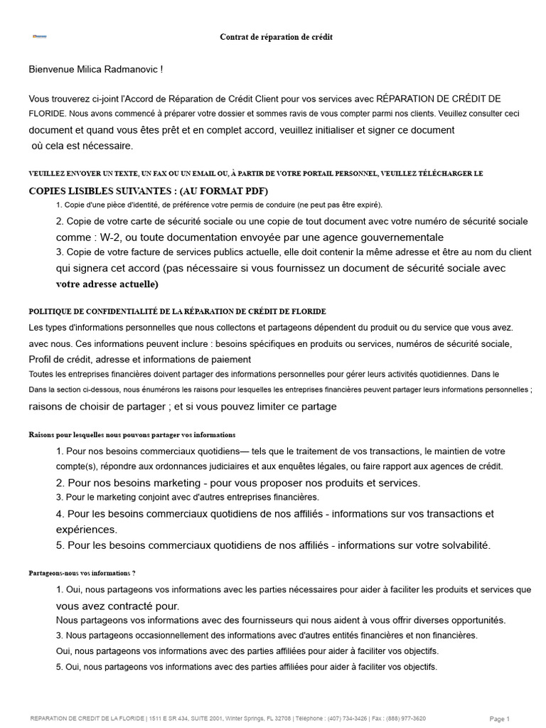Contrat de Réparation de Crédit | PDF | Arbitrage | Crédit