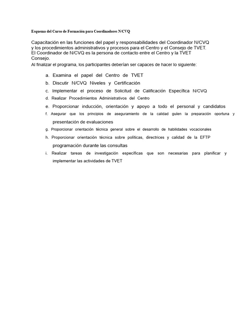 1 Descripciones de Cursos CVQ | PDF | Evaluación | Aprendizaje