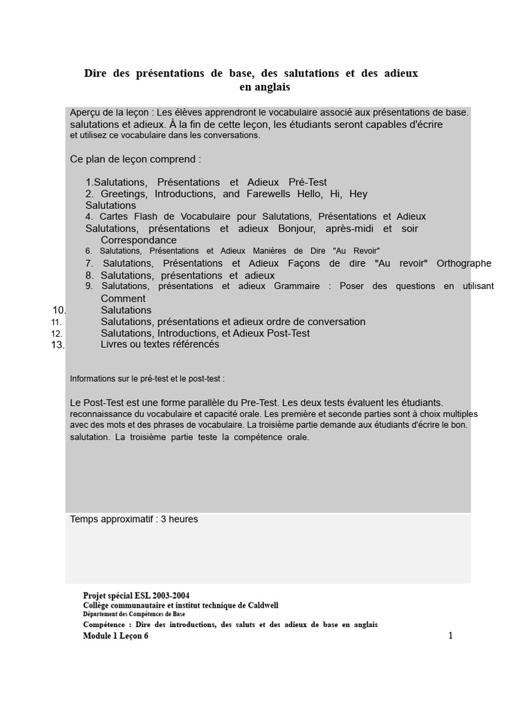 Salutations et adieux en anglais | PDF | Linguistique