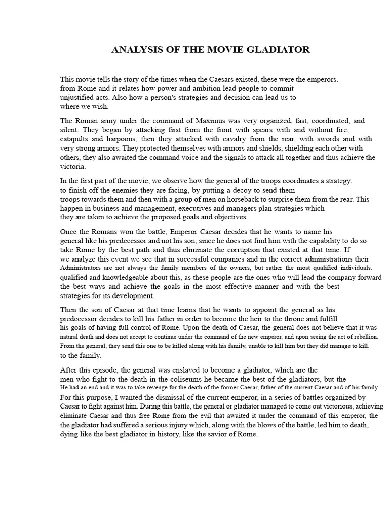 Analysis of the movie Gladiator | PDF | Julius Caesar | Ancient Rome