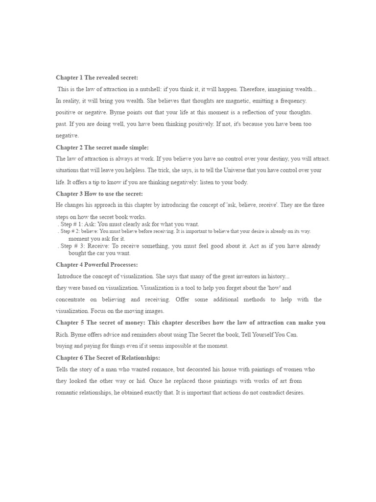 Chapter 1 The Secret Revealed | PDF | Law Of Attraction (New Thought ...