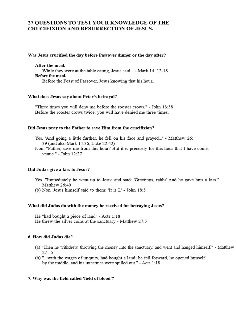 27 Questions To Test Your Knowledge of The Crucifixion of Jesus - Ahmed ...
