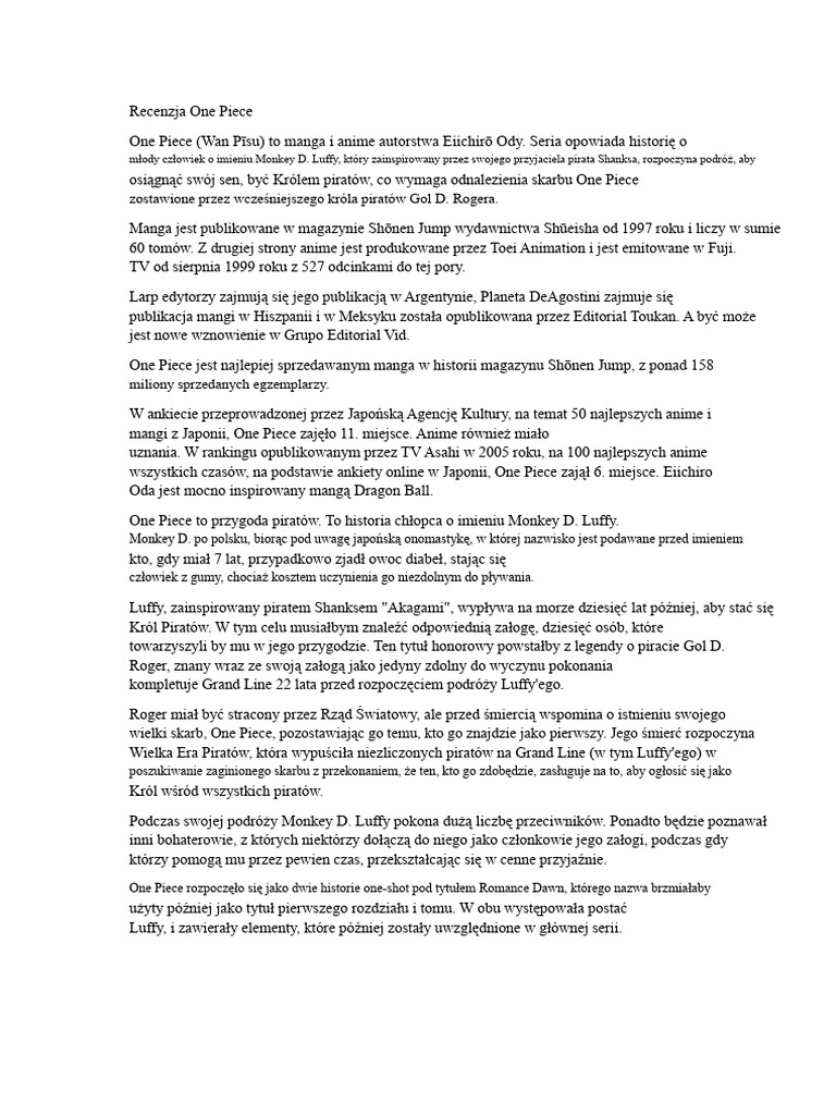 Recenzja One Piece | PDF