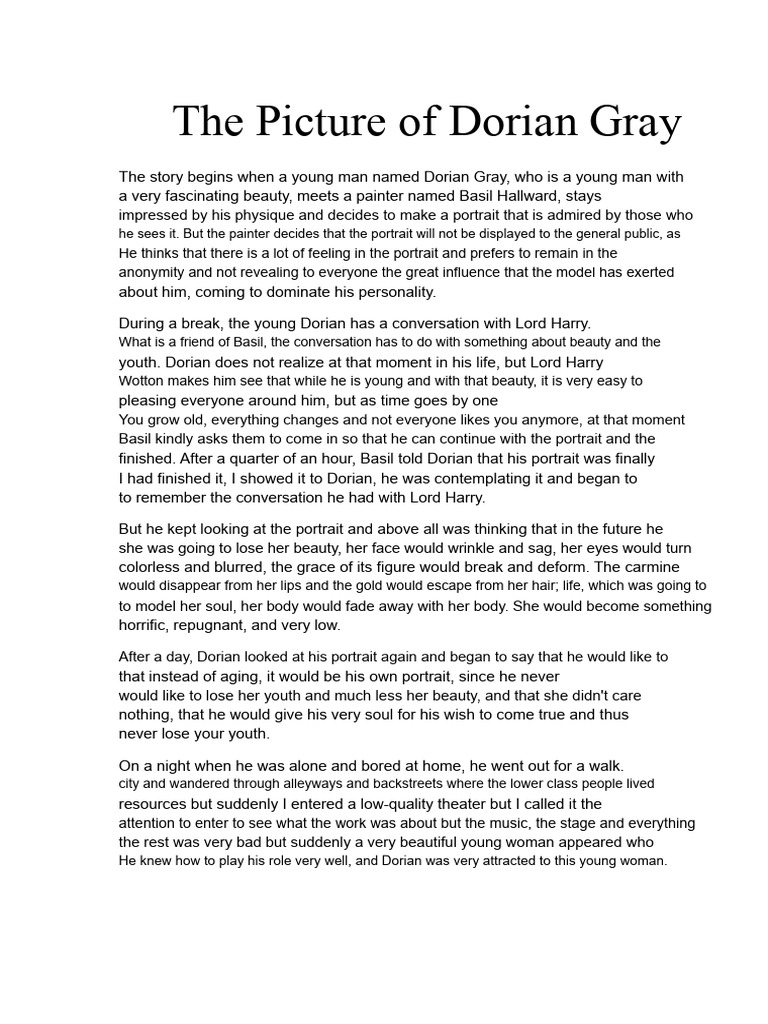 The Picture of Dorian Gray (Essay) | PDF | The Picture Of Dorian Gray
