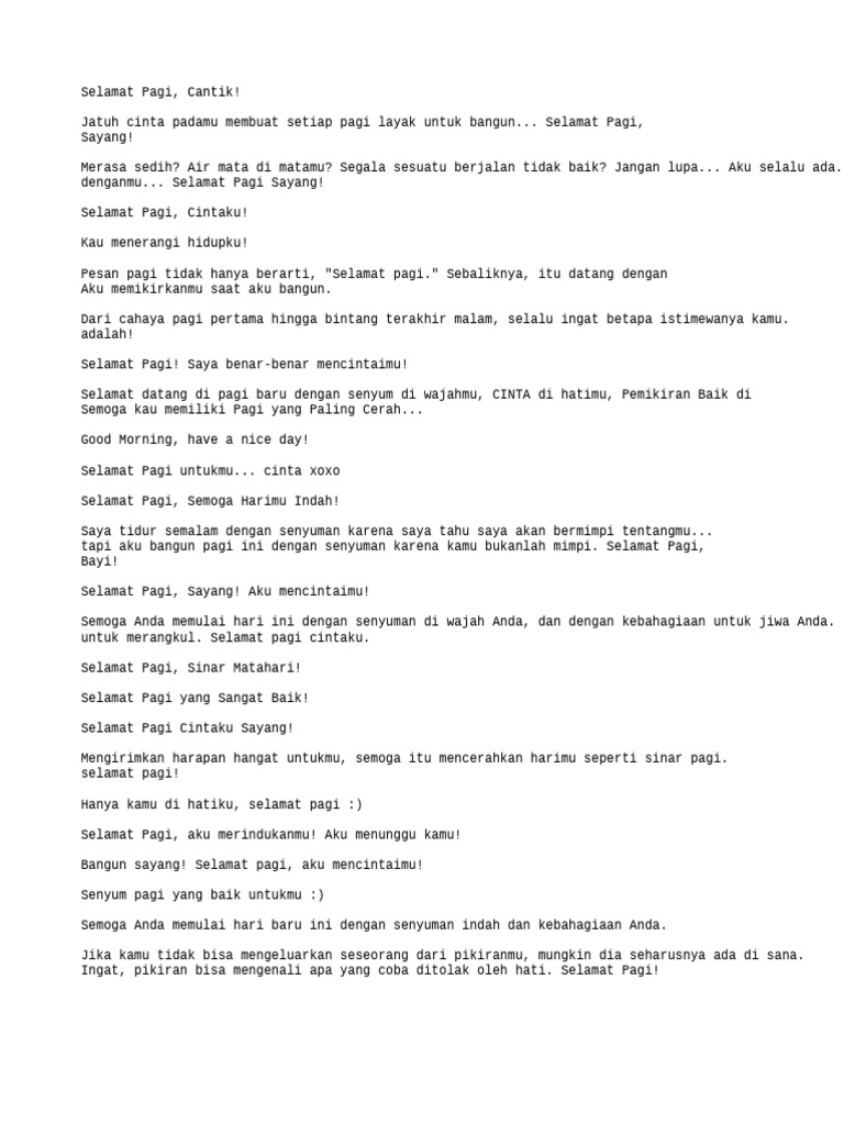 Pesan Teks Selamat Pagi | PDF
